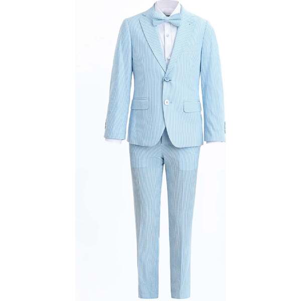 Striped Suit Set, Blue - Moustache Suiting | Maisonette
