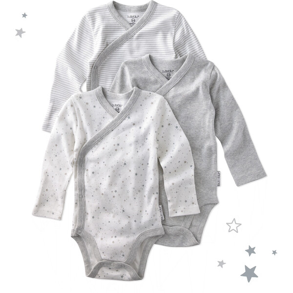 STERLING 3-Pack Side Snap Bodysuit, Gray Twinkle - butterblu Rompers ...