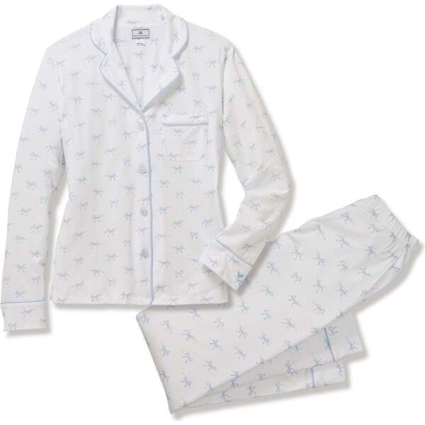 Womens Classic Pajama Set in Something Blue Bows - Petite Plume Pajamas ...