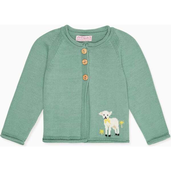 Sage Green Eden Cotton Baby Cardigan - La Coqueta Sweaters | Maisonette