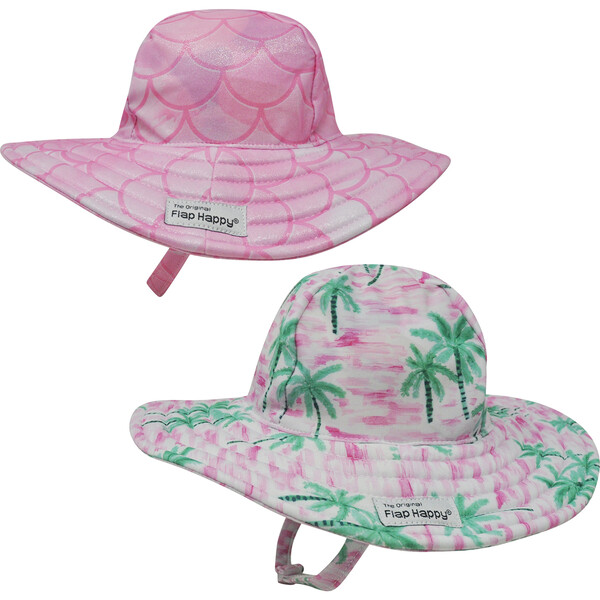 UPF 50+ Summer Splash Swim Hat 2 Pack, Artsy Palms Pink & Pixie Scales ...