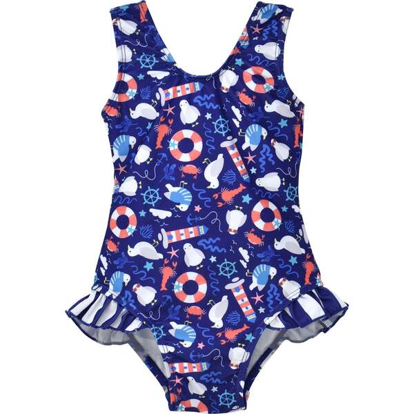 UPF 50+ Delaney Hip Ruffle Swimsuit, Seagull Shores - Flap Happy Swim ...