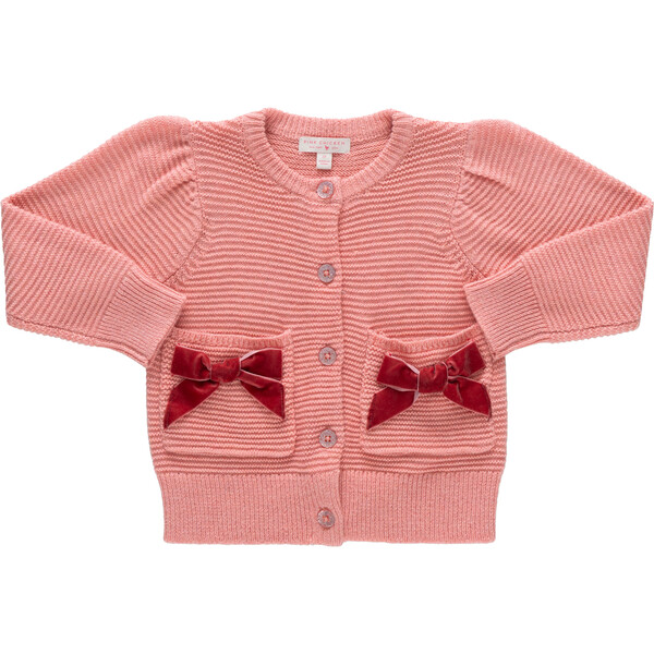 Girls Bow Pocket Sweater - Red Velvet Bows Red Velvet Bows - Pink ...